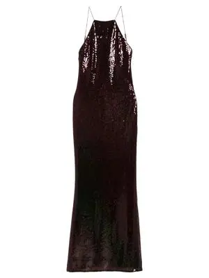 Patrizia Pepe Sequin Embellished Halterneck Gown - Red
