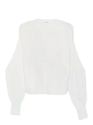 P.a.r.o.s.h Button-detailed Ribbed Jumper - White
