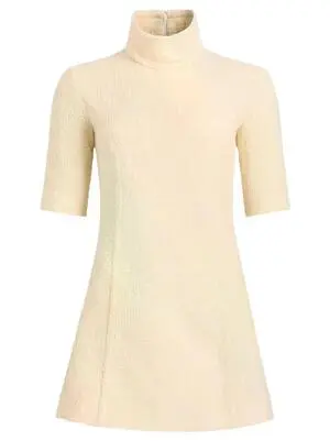 PATOU High-neck Tweed Mini Dress - Neutrals