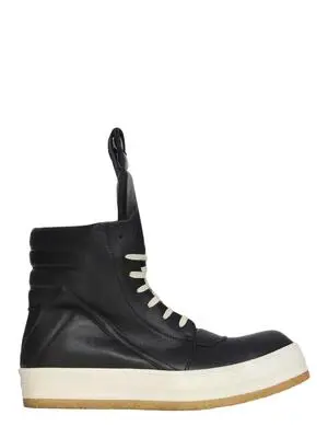 Rick Owens Geobasket Padded Leather High-top Sneakers - Black