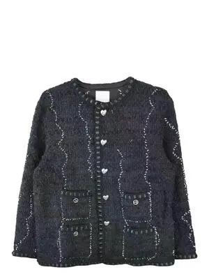 Readymade Tweed Jacket With Heart-shaped Buttons - Black