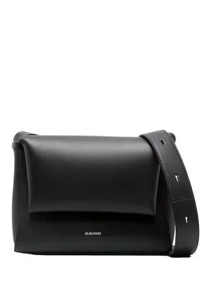 JIL SANDER Logo-print Leather Shoulder Bag - Black