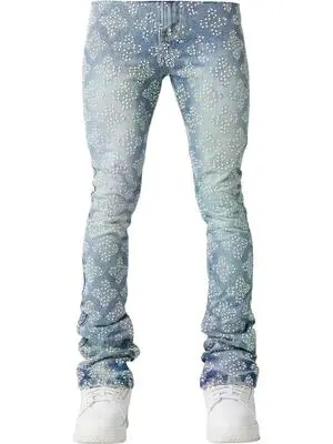 GUAPI Embellished Stacked Jeans - Blue