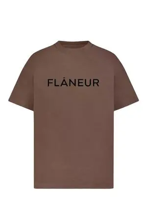 FLANEUR Logo-print Cotton T-shirt - Brown