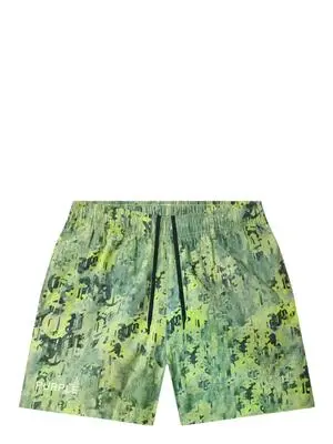 PURPLE BRAND Printed Elastic-waistband Shorts - Green