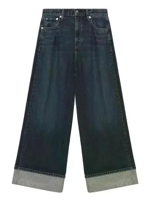 Rag & Bone Sofie Embellished-cuff Wide-leg Jeans - Blue