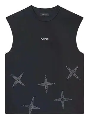PURPLE BRAND Star-detail Sleeveless Vest - Black