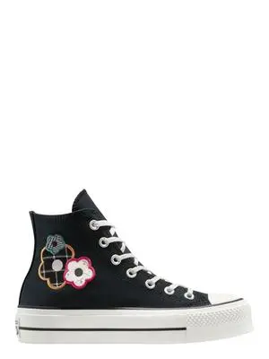 CONVERSE Chuck Taylor All Star Lift Platform High Floral Patchwork Sneakers - Black