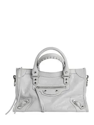 Balenciaga Le City Small Arena Leather Crossbody Bag - Light Grey