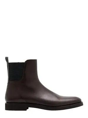 BRUNELLO CUCINELLI Leather Ankle Booties With Monili Pull Tab