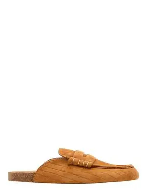 JW Anderson Suede Stitch Loafer Mules Caramel