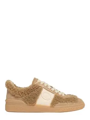 Valentino Garavani Suede And Wool Low-Top Sneakers Dgz Cammello/glace/ambra