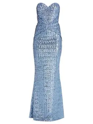 Chiara Boni La Petite Robe Sequin Column Gown - Retro Blue