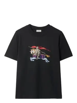 Burberry Crystal Embellished Cotton T-Shirt Black