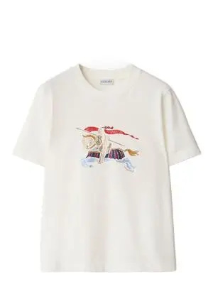 Burberry Crystal Embellished Cotton T-Shirt Chalk White