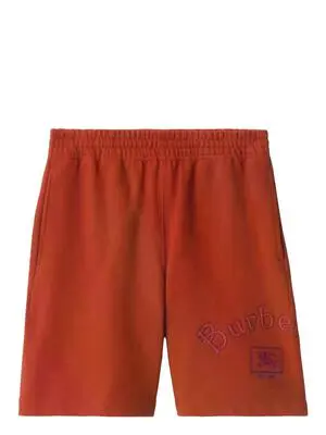 Burberry Embroidered Cotton Shorts - Orange