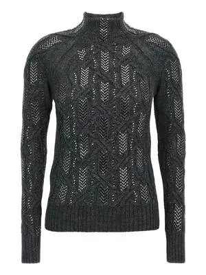 Ermanno Scervino Cable-knit Sweater With Crystal Embellishments - Grey
