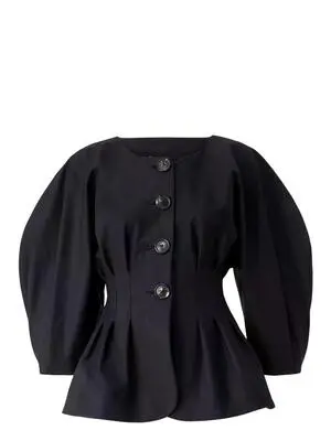 Carolina Herrera Puff-sleeve Pleated Jacket - Black