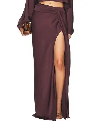 Lapointe Lightweight Satin Asymmetric Maxi Skirt - Mulberry