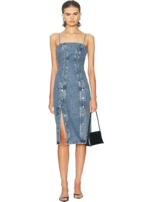 Fleur Du Mal Denim Midi Snap Dress - Acid Blue Denim