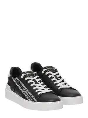 Balmain B-court Chain Logo Lace Up Sneakers - Black/white