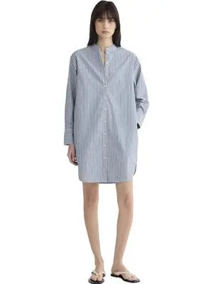 Everlane Ultrasoft Cotton Relaxed Shirt Dress - Bone/mazarine Blue