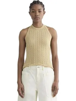 Everlane Cotton Cashmere Cable Halter Sweater Classic Khaki