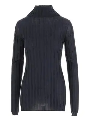Carven Ribbed Wool And Silk Sweater - Black
