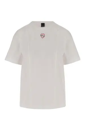 Pinko Cotton T-shirt With Embroidered Logo - White