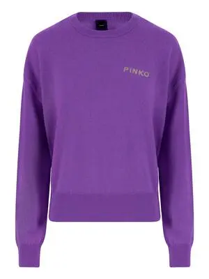Pinko Wool And Cashmere Logo Sweater - Purple