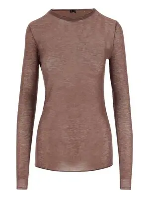 Pinko Semi-sheer Wool Sweater - Brown