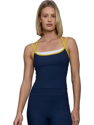 Carbon38 Double Layered Tank - Navy/mango/white