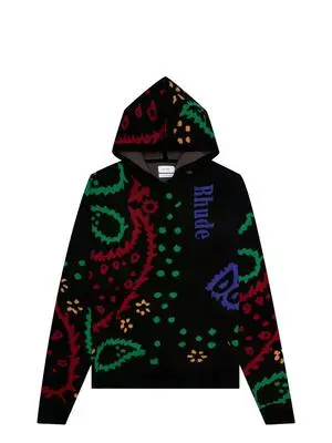 Rhude Paisley-pattern Knitted Hoodie - Black