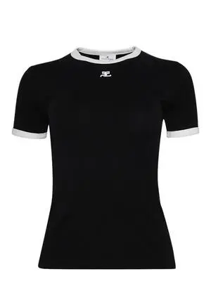 COURRÃ¨GES Signature Contrast Tee - Black