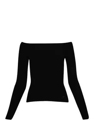COURRÃ¨GES Off-the-shoulder Rib-knit Top - Black