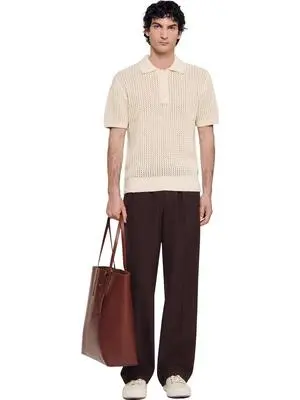 Sandro Cotton Shirt With Polo Collar - Butter Cream