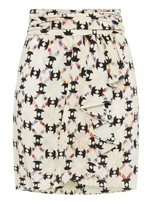 Isabel Marant Printed Silk-blend Mini Skirt - Ecru