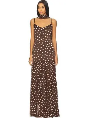 Show Me Your Mumu Dalia Maxi Dress - Chocolate Brown Polka Dot