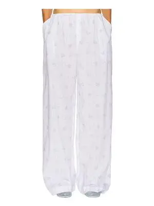 HELSA House Pants In Fleur Print Stripe - Blue Fleur Stripe