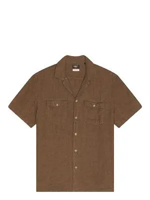 Faherty Brand Reserve Basque Camp Shirt In Brown - Dark Oakwood Pincheck
