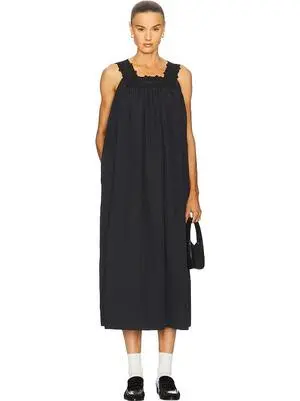 HELSA Midi Dress With Lace In Tech Poplin - Black
