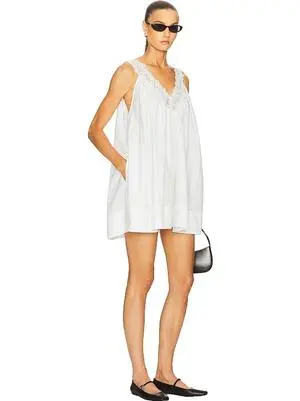 HELSA Mini Dress With Lace - White