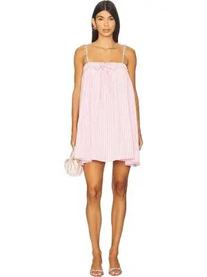 AREA Crystal Grommet Poplin Mini Dress - Pink & White