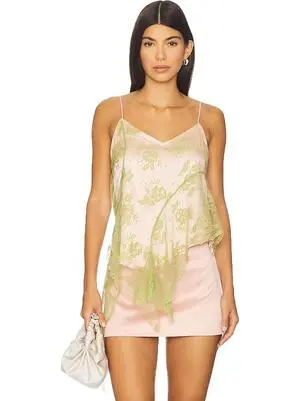 MARQUES' ALMEIDA Satin And Lace Top - Green & Pink