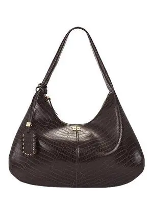GANNI Bou Hobo Xxl Croco Bag - Chocolate Fondant
