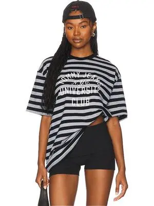Tommy Hilfiger Stripe Graphic Tee - Grey Heather & Black Stripe