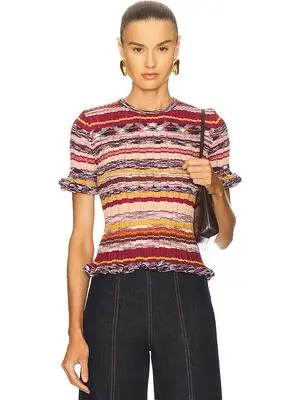 Ulla Johnson Miya Short Sleeve Knit Top - Prism