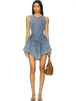 Fleur Du Mal Fit And Flare Mini Dress - Acid Blue Denim