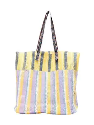 ÉPICE Kanpur Striped Mesh Tote Bag - Yellow