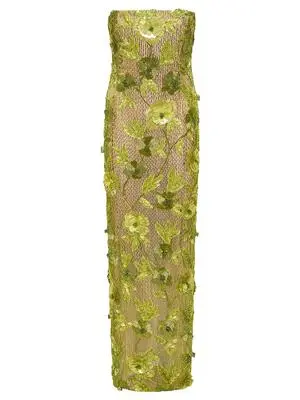 Rachel Gilbert Pierre Floral Beaded Strapless Gown - Pierre Gown